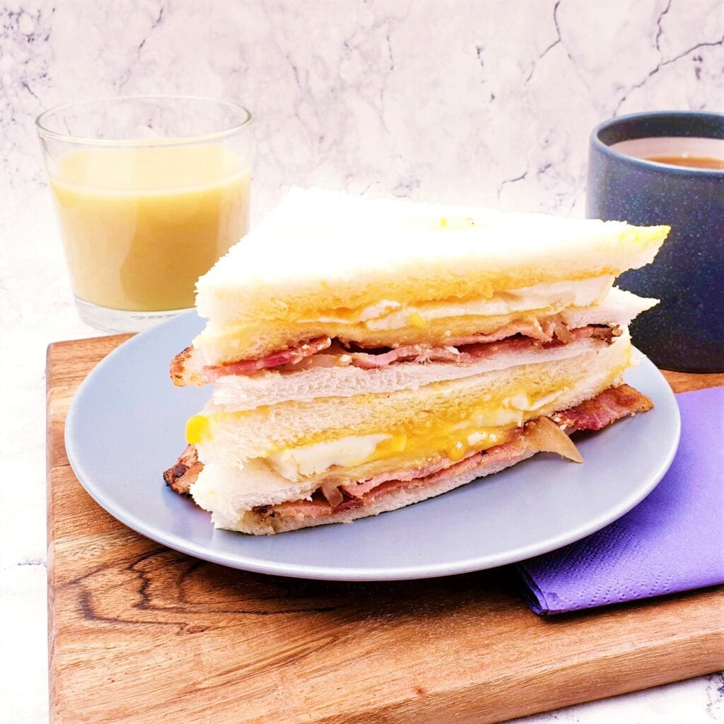 Egg & Bacon Club Sandwich ("Triple Decker") – Feast Glorious Feast