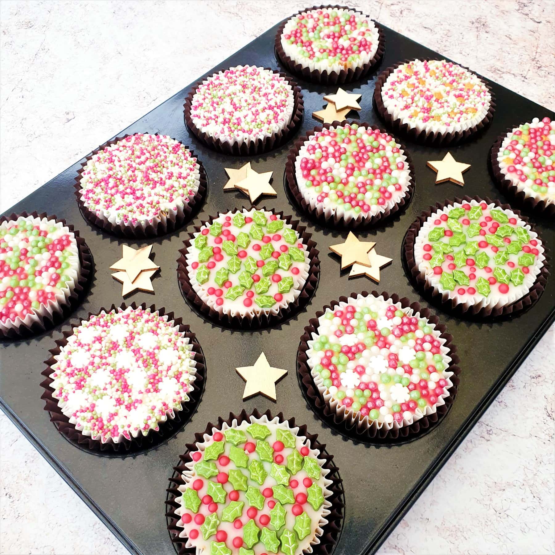 Easy Christmas Fairy Cakes with Sprinkles – Feast Glorious Feast