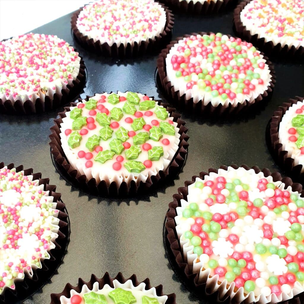 Easy Christmas Fairy Cakes with Sprinkles – Feast Glorious Feast