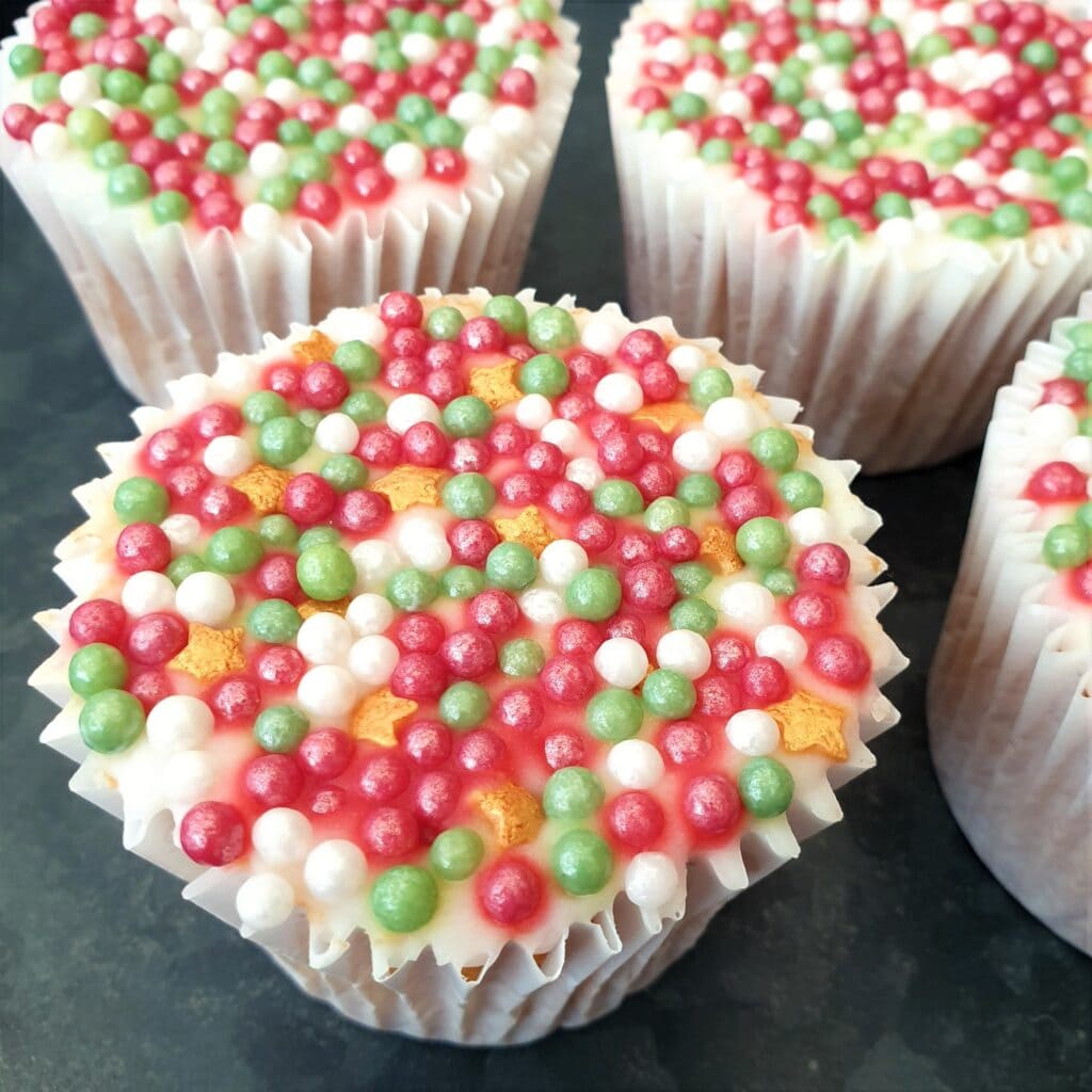 Easy Christmas Fairy Cakes with Sprinkles – Feast Glorious Feast