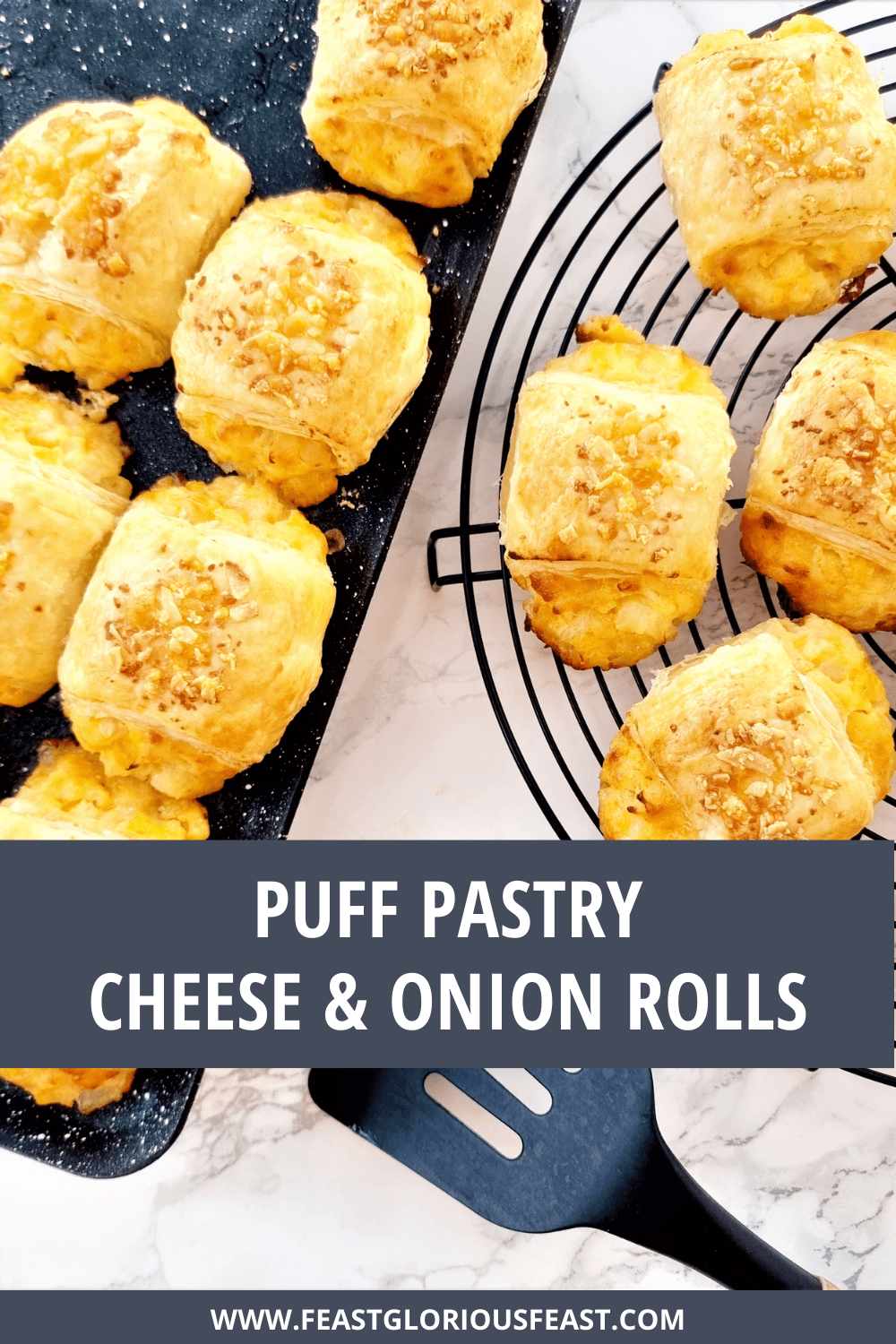 Cheese & Onion Rolls with Puff Pastry – Feast Glorious Feast