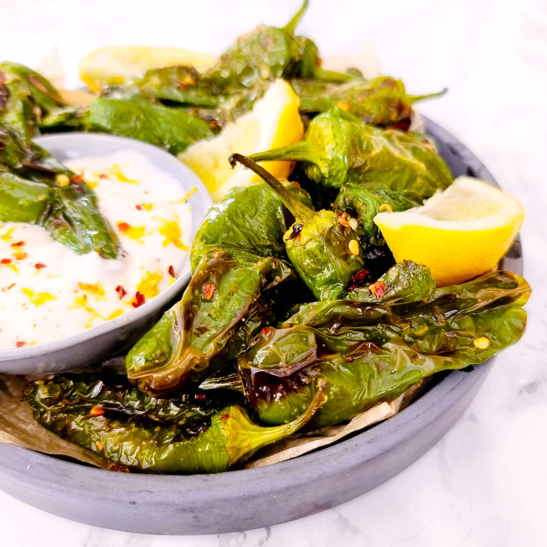 Air Fried Lemon Chilli Padron Peppers – Feast Glorious Feast