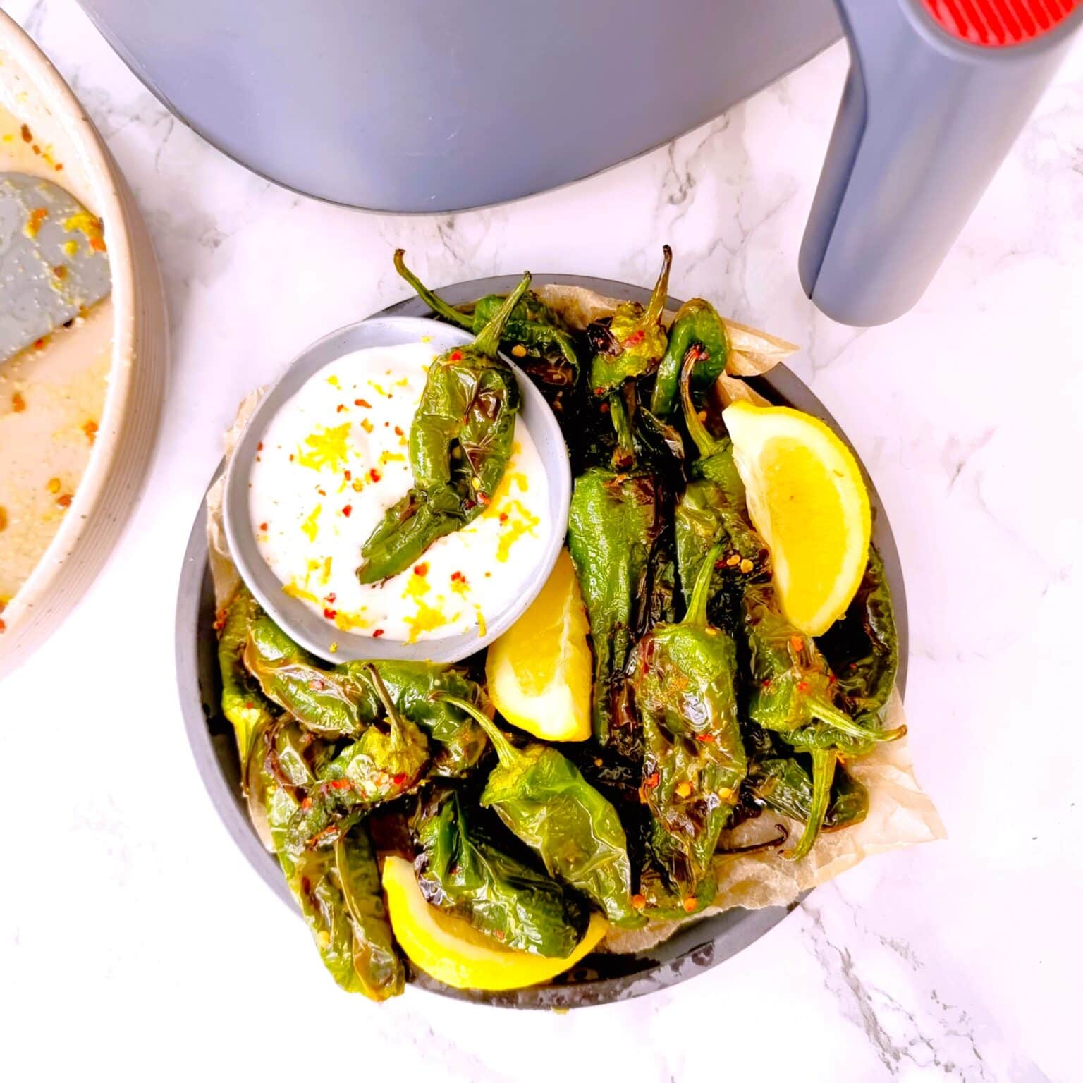 Air Fried Lemon Chilli Padron Peppers – Feast Glorious Feast