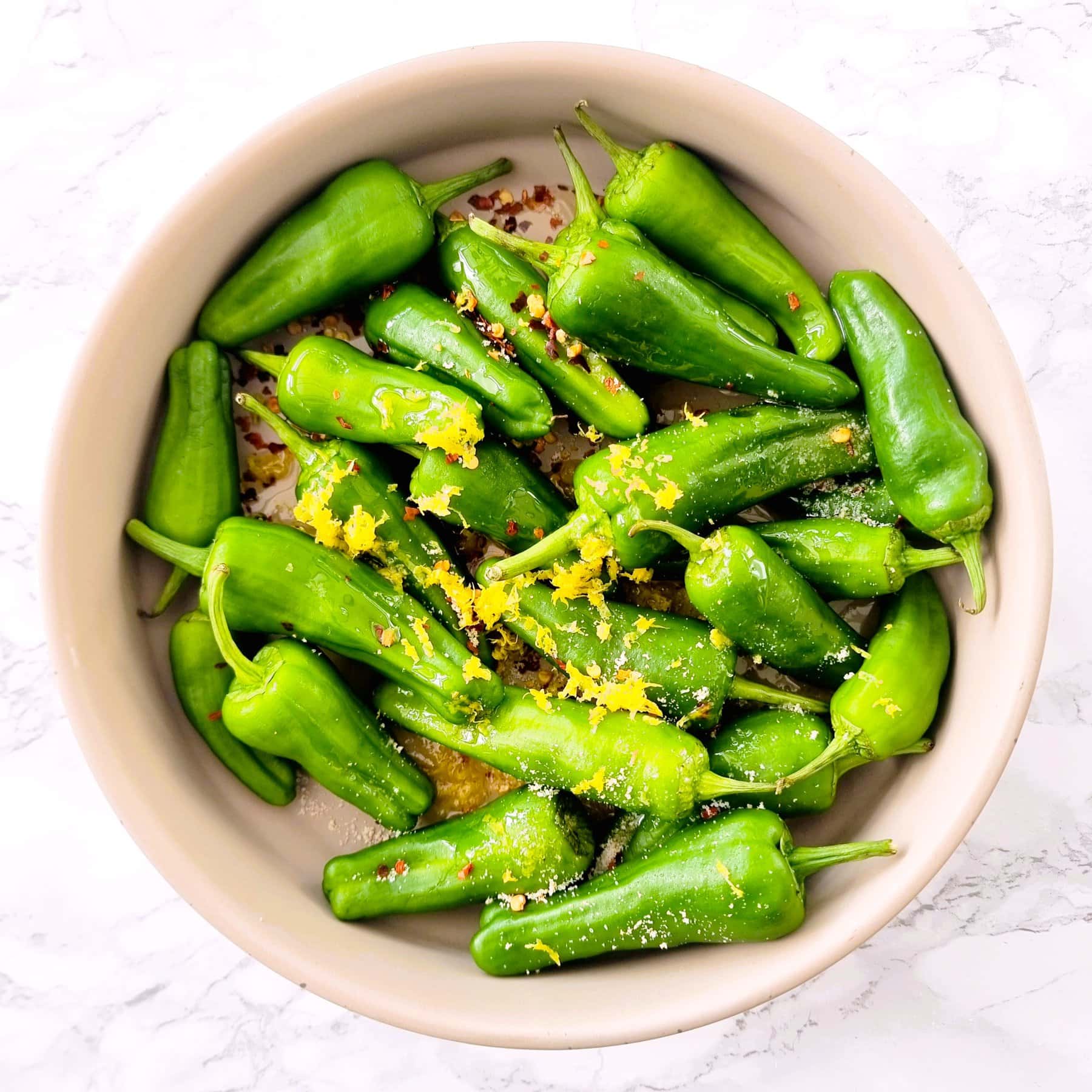 Air Fried Lemon Chilli Padron Peppers – Feast Glorious Feast