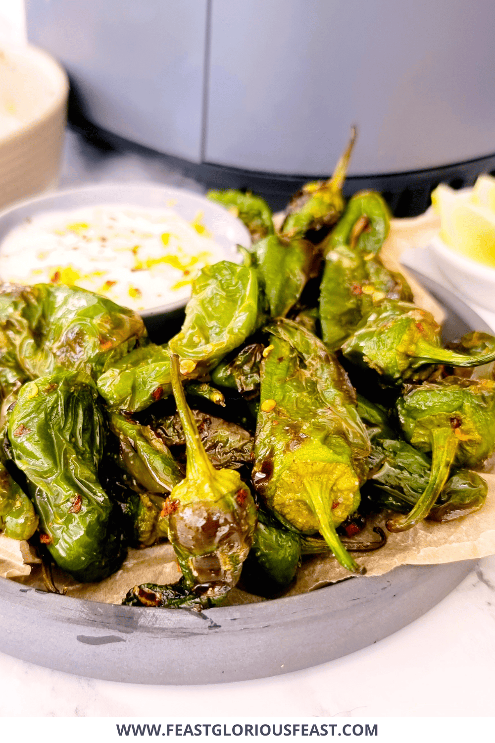 Air Fried Lemon Chilli Padron Peppers – Feast Glorious Feast